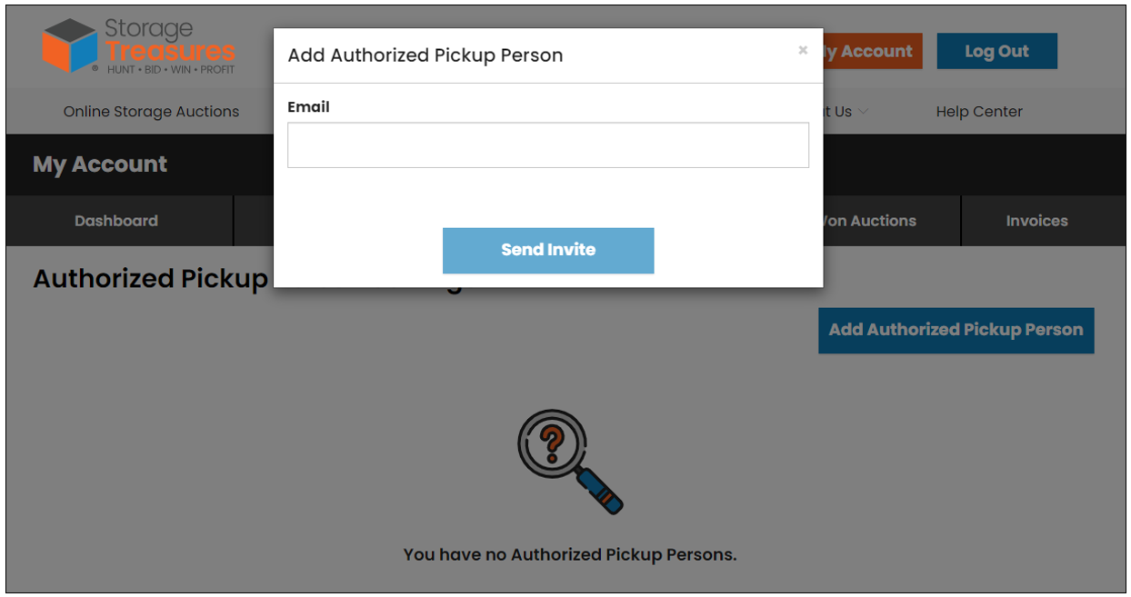 Auction Buyers - How do I add an Authorized Pickup Person? – StorageTreasures Help Center