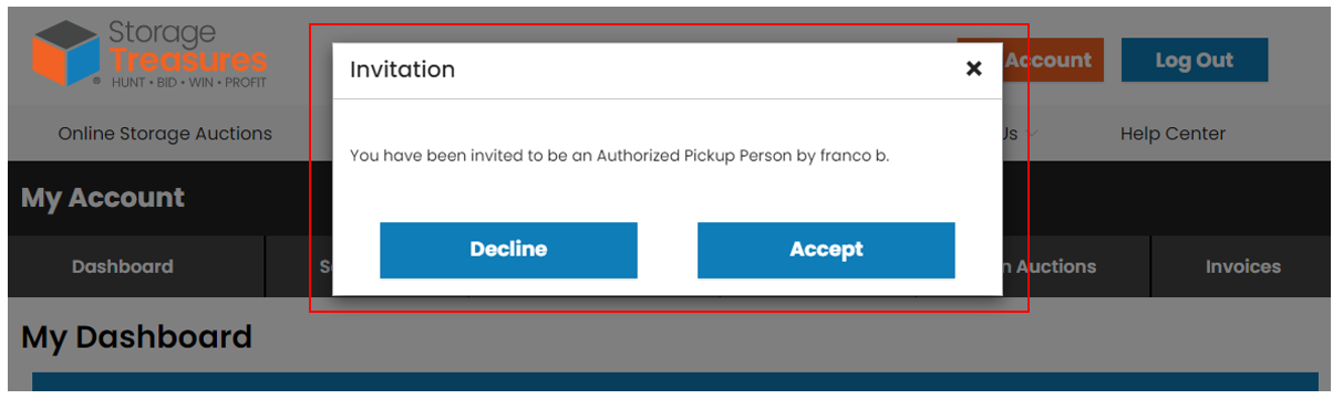 Auction Buyers - I received an invite to be an Authorized Pickup Person. What do I do now ...