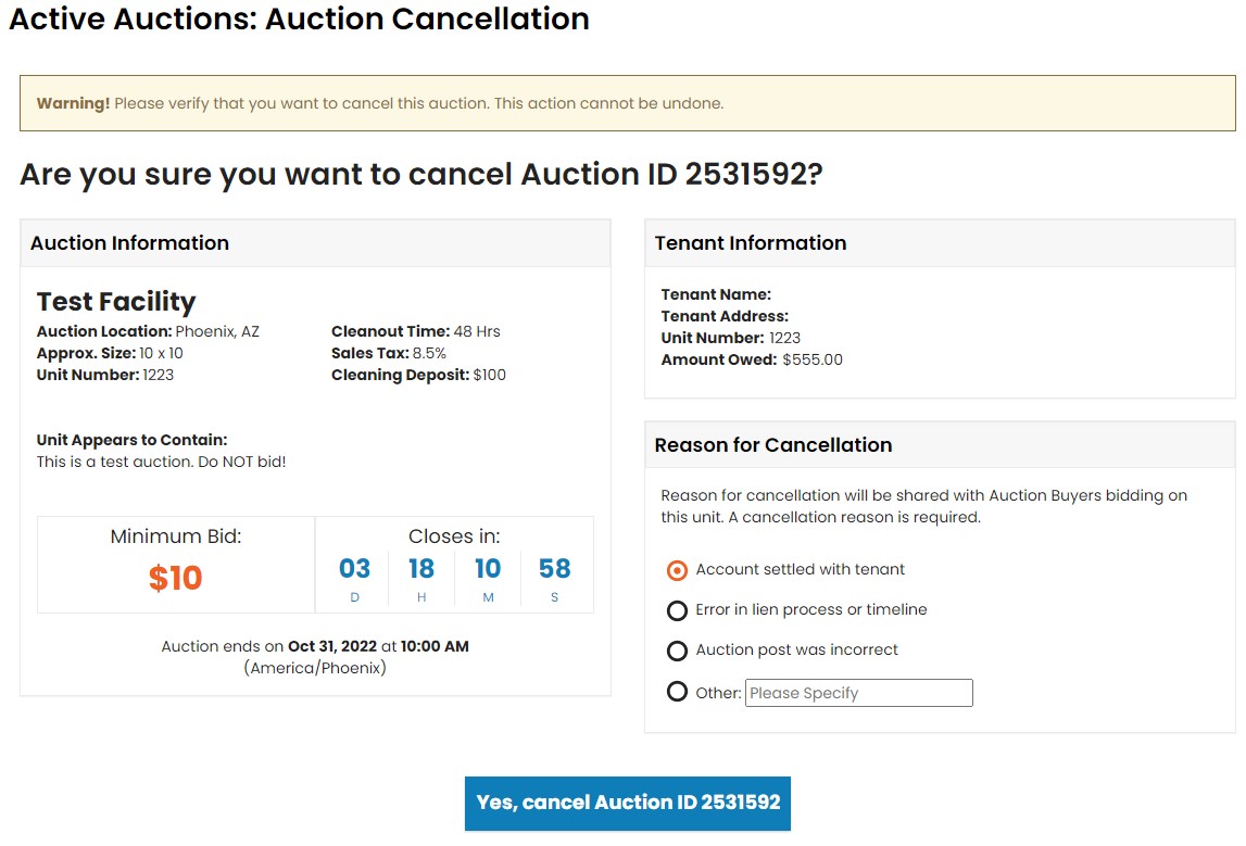 How-To Cancel an Auction – StorageTreasures Help Center